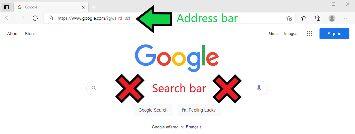 Address Bar vs Search Bar | Busix Documentation